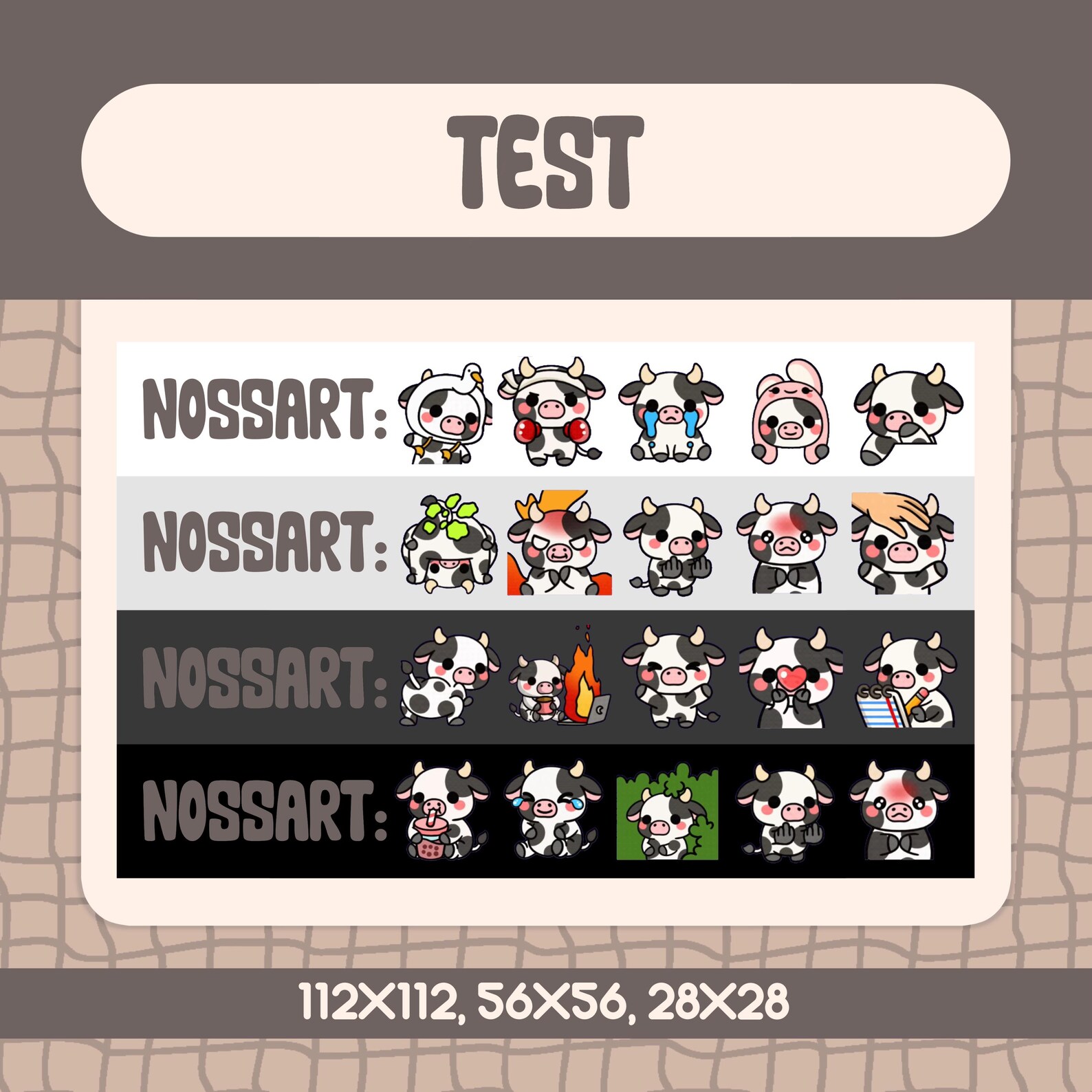 18 Kawaii Animated Black Cow Emotes for Twitch and Discord, Funny and ...