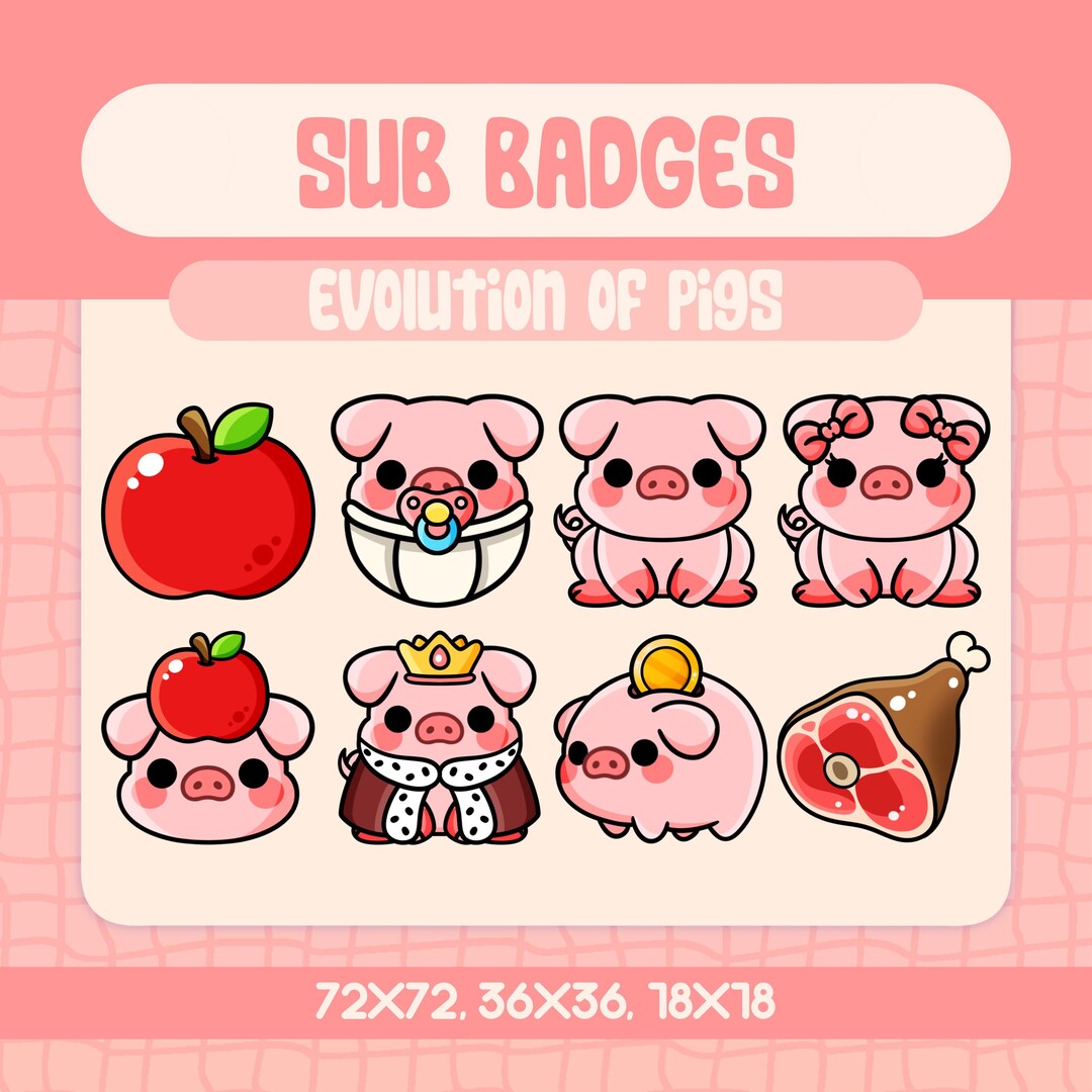 Kawaii Pig Evolution Sub Badges for Twitch (digital Download) - Etsy