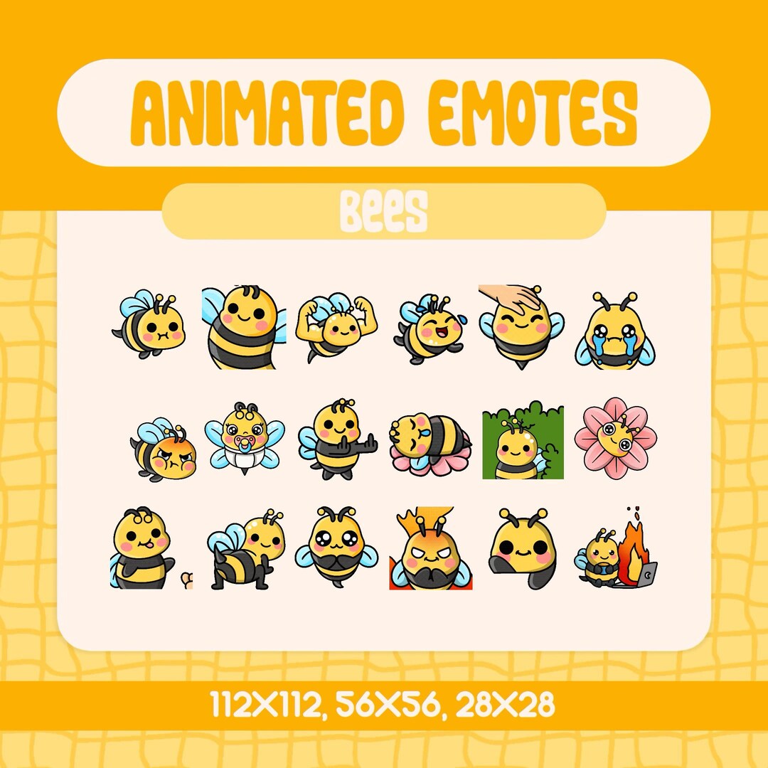 18 Kawaii Mega Bee Emote Pack for Twitch and Discord, Cute and Funny ...