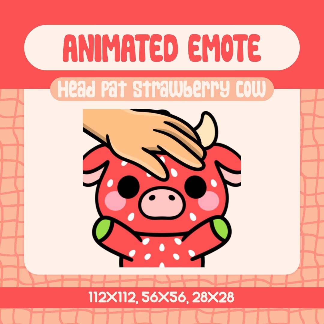 Kawaii Strawberry Cow Head Pat Animated Emote (digital Download) - Etsy