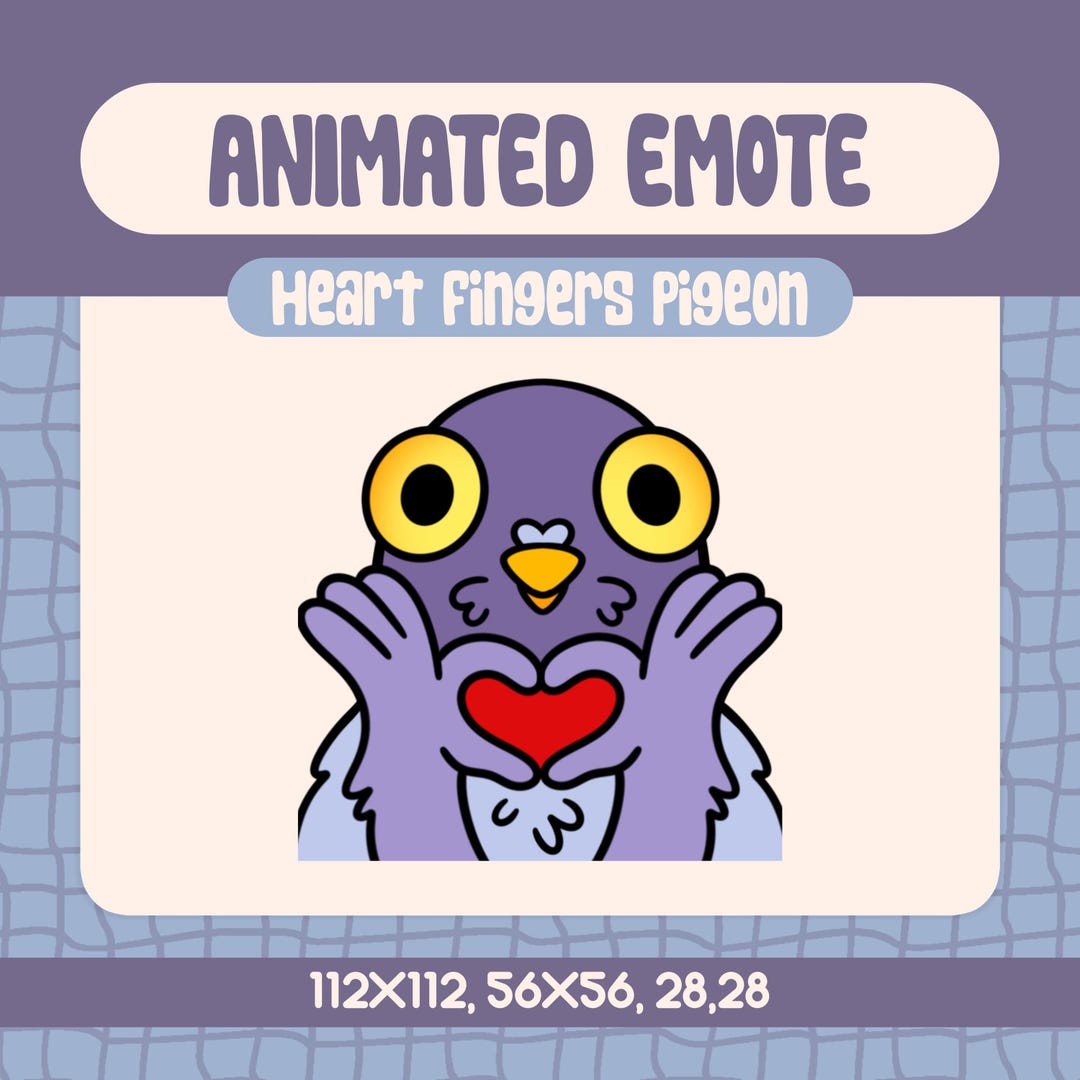 Animated Heart Fingers Pigeon Emote for Twitch Streamers, Kawaii Love ...