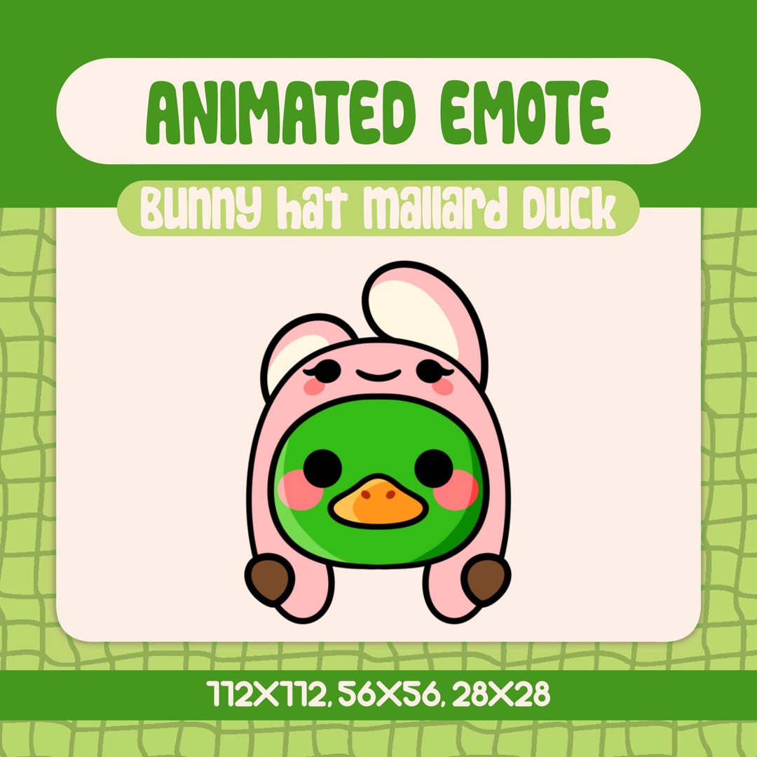 Kawaii Duck Animated Emote, Bunny Hat, Twitch Discord (digital Download ...