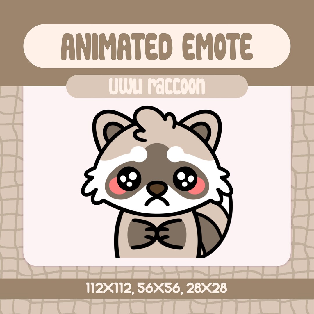 Kawaii Uwu Raccoon Animated Emote for Twitch and Discord, Sad Big Eyes ...