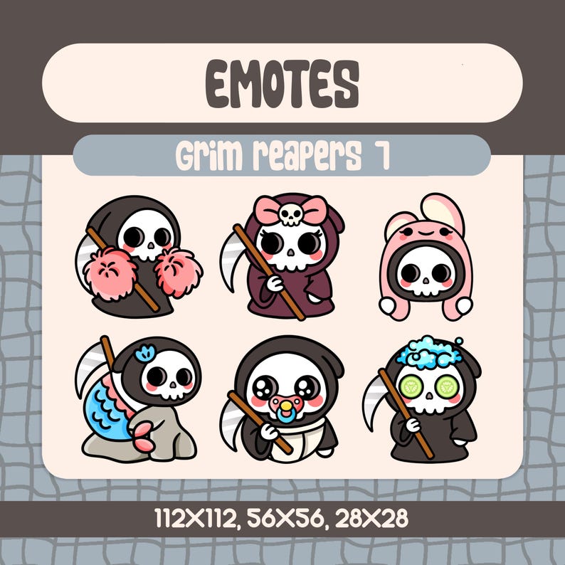 Kawaii Grim Reaper Emotes for Twitch, Discord (digital Download) - Etsy