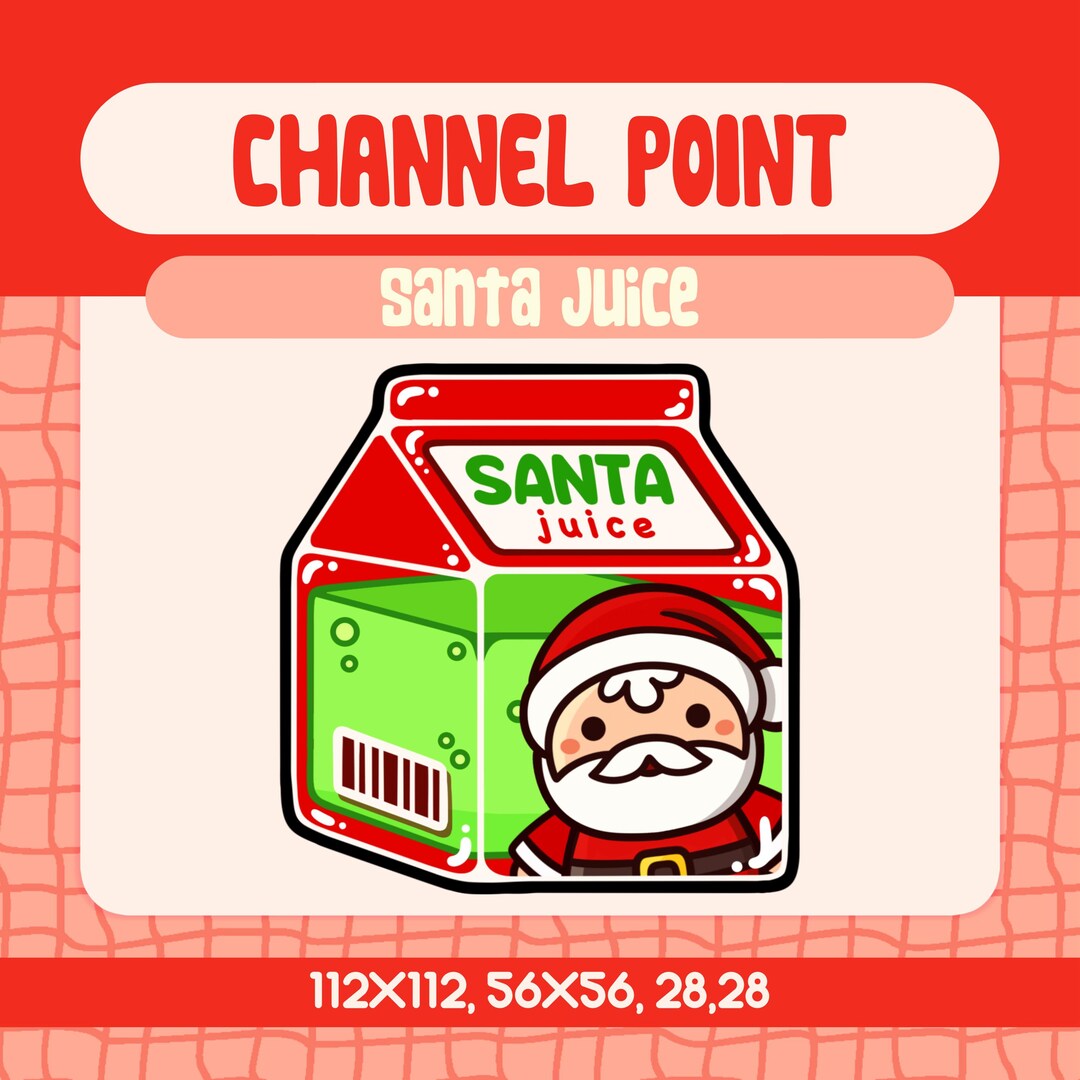 Kawaii Santa Juice Carton Milk Channel Point Icon for Twitch, Cute Xmas ...