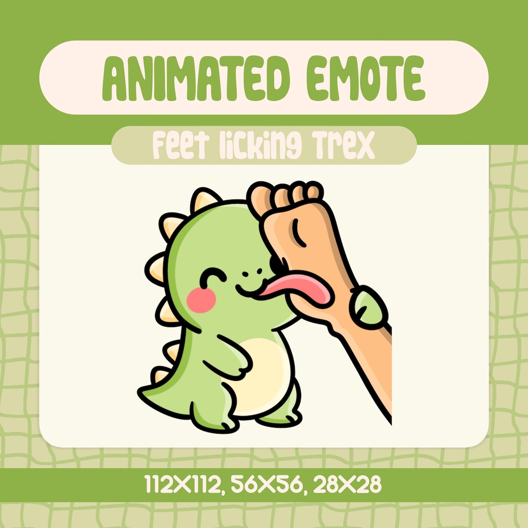 Funny Dinosaur Feet Licking Emote for Twitch and Discord, Kawaii Trex ...