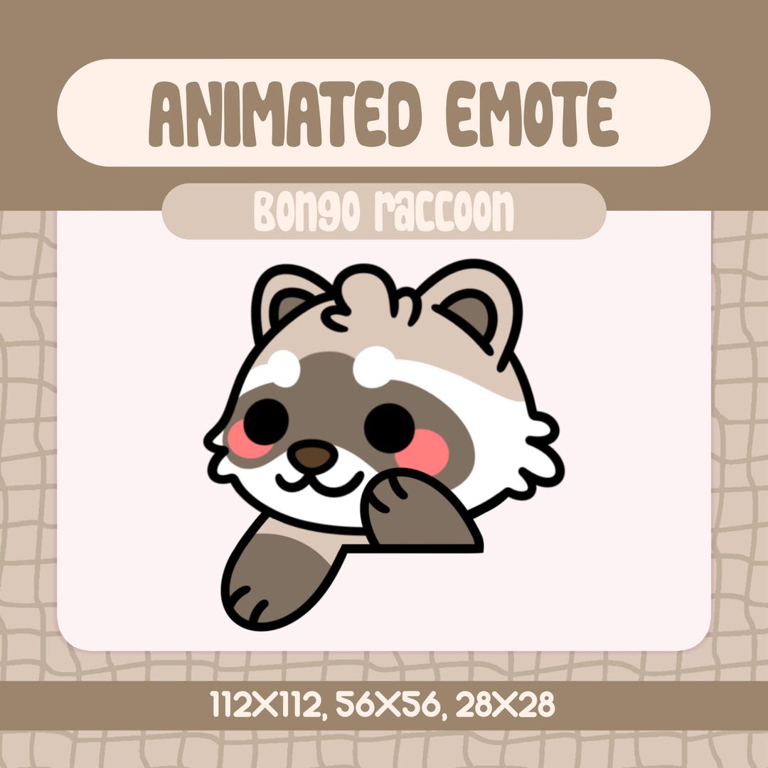 Kawaii Bongo Raccoon Animated Emote for Twitch and Discord, Cute Desk ...