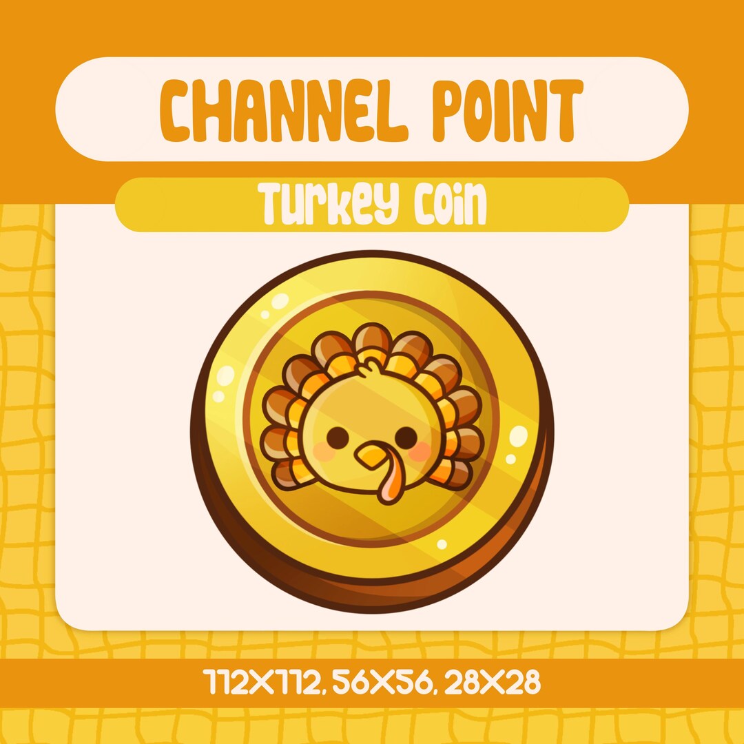 Kawaii Gold Turkey Coin Channel Point for Twitch, Cute Thanksgiving ...