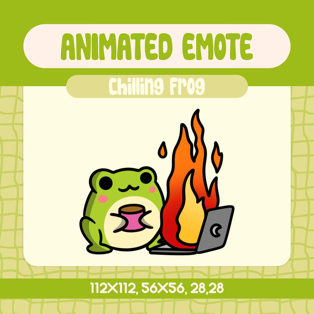 Kawaii Cozy Chilling Frog Animated Emote for Twitch, Relaxing Fire Frog ...