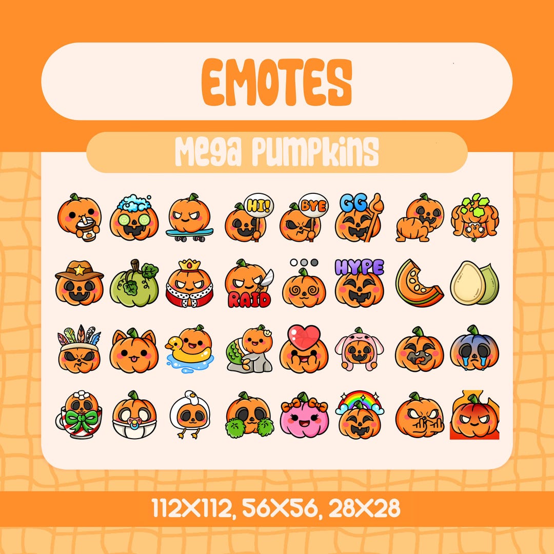 32 Kawaii Pumpkin Emotes for Twitch, Discord (digital Download) - Etsy