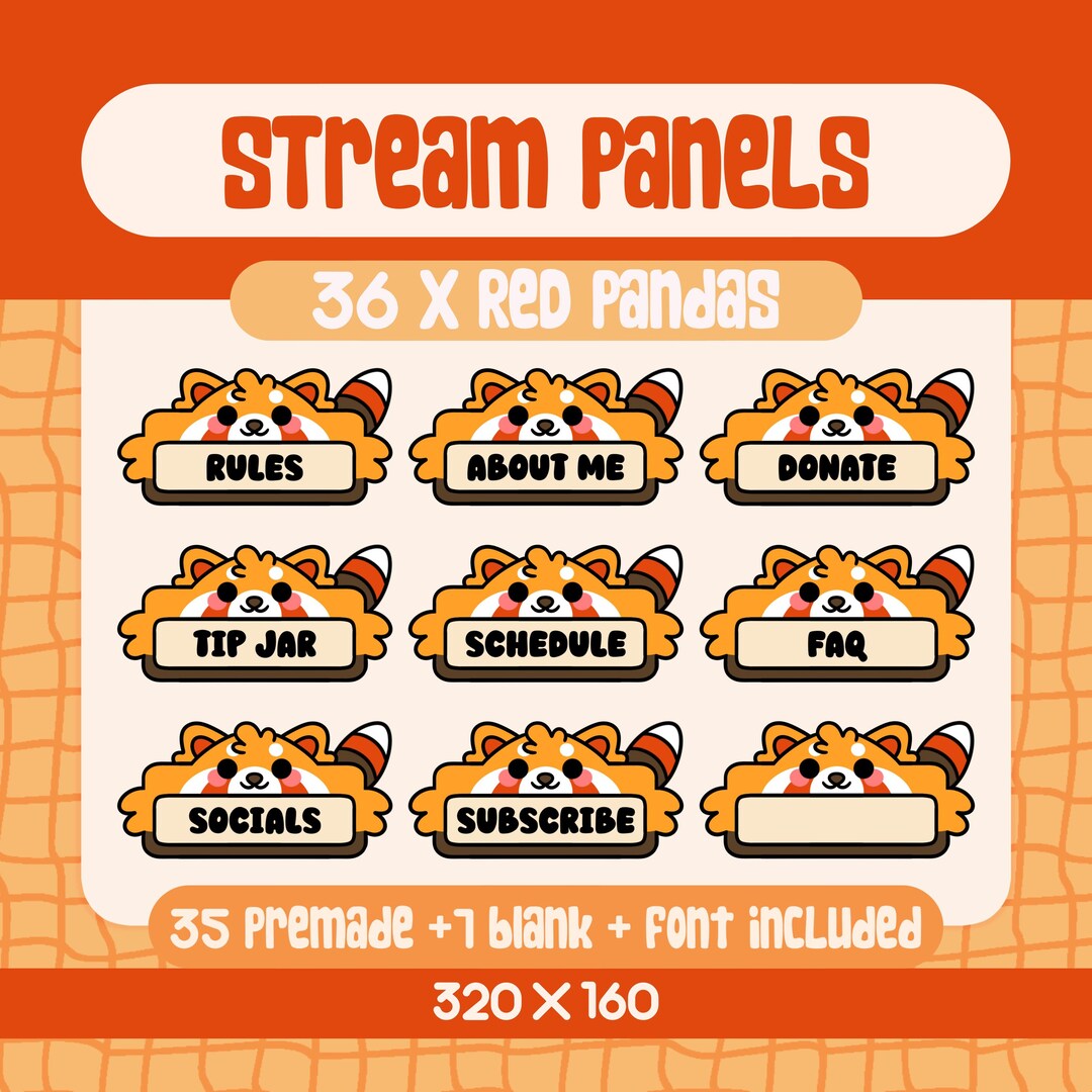36 Kawaii Red Panda Stream Panels for Twitch or Discord, Cute Cozy ...