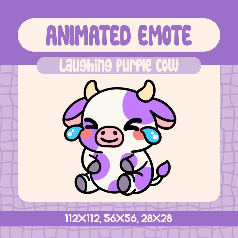 Kawaii Laughing Purple Cow Animated Emote (digital Download) - Etsy