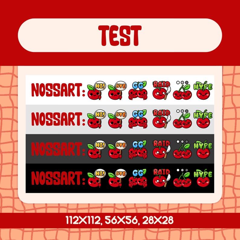 Kawaii Cherry Emotes Pack, Twitch Discord Emote Set (digital Download ...