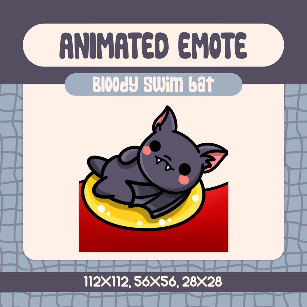 Kawaii Bloody Swimming Bat Animated Emote for Twitch and Discord, Cute ...