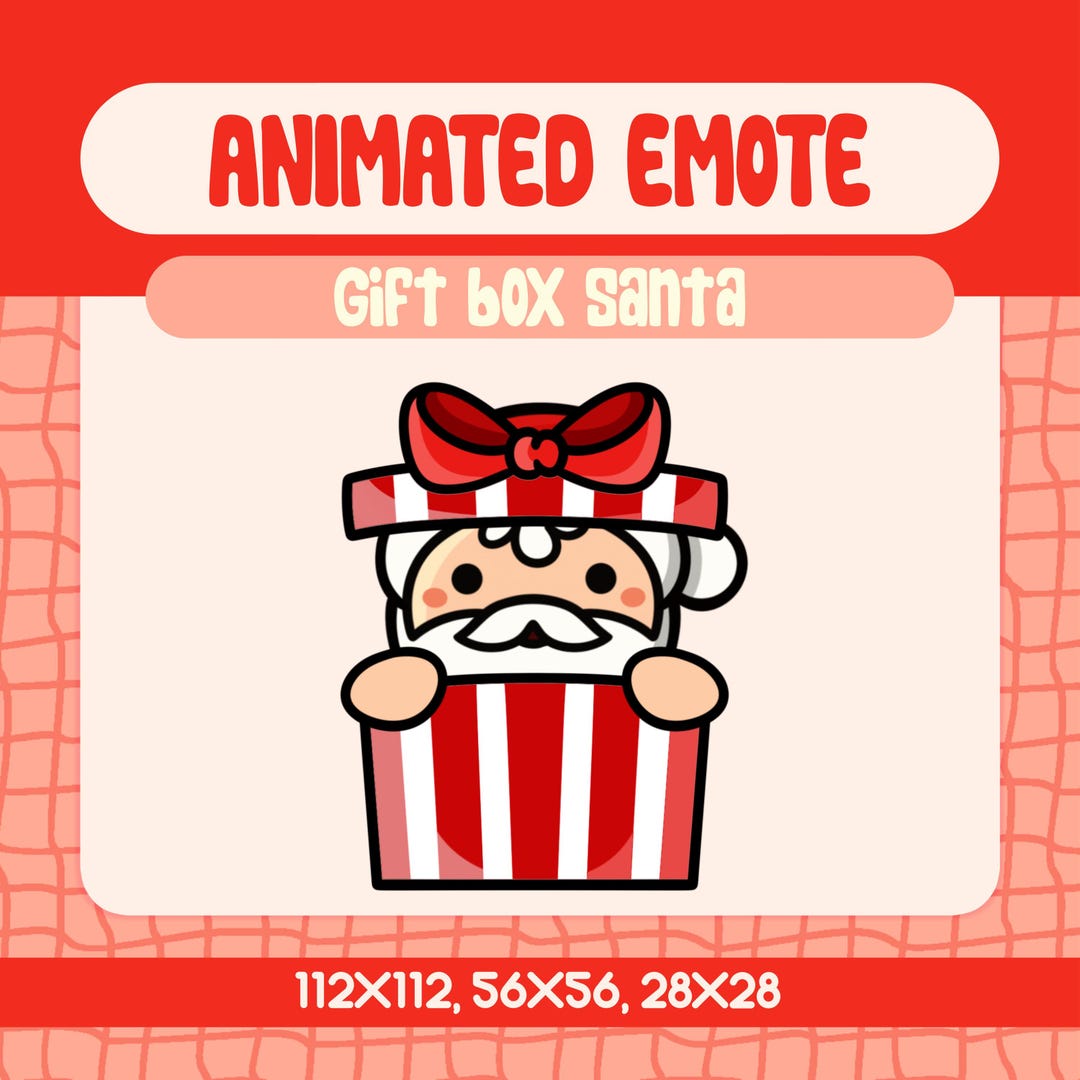 Kawaii Gift Box Santa Animated Emote for Twitch and Discord, Cute Xmas ...