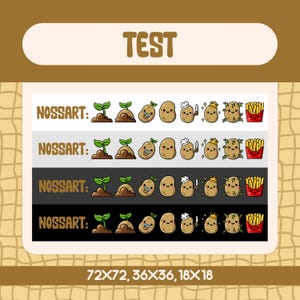 Kawaii Evolution of Potatoes Sub Badges for Twitch and Discord, Food Potato to Fries Badge Set ...