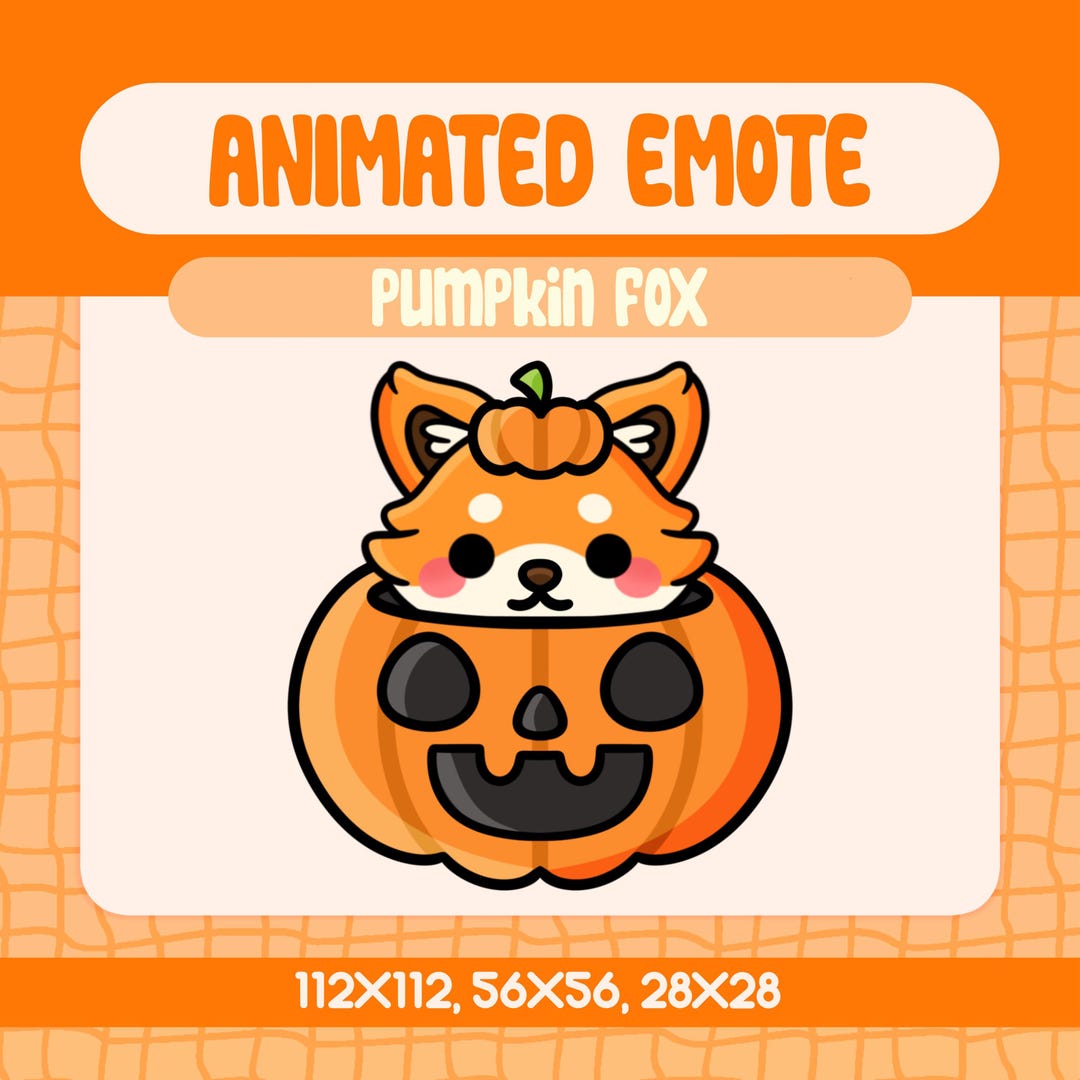 Kawaii Orange Fox Pumpkin Animated Emote for Twitch and Discord, Cute ...