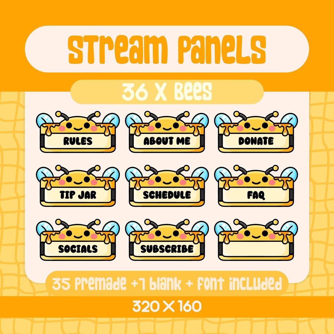 Kawaii Bee Stream Panels, Twitch/discord Overlay (digital Download) - Etsy