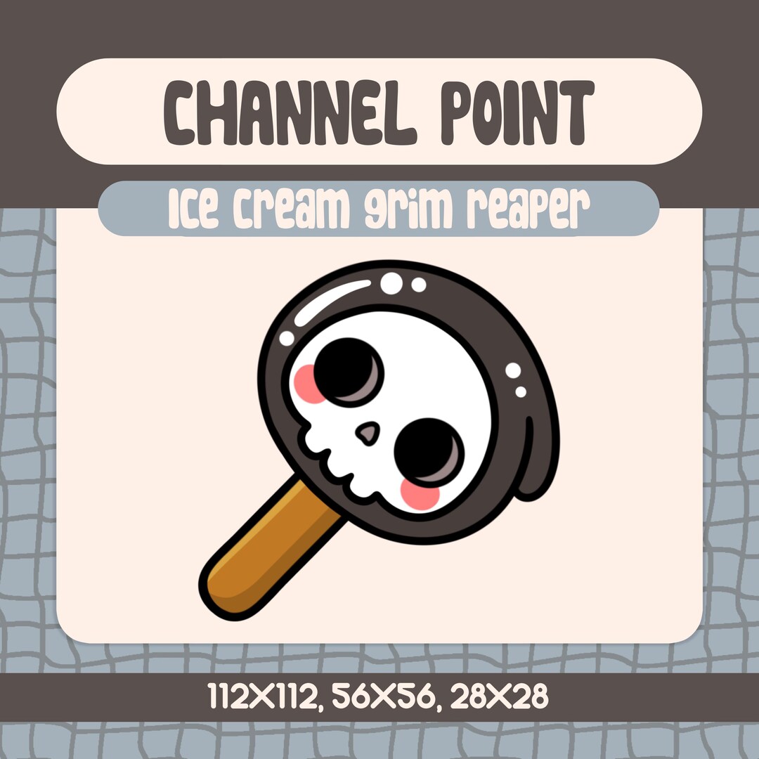 Ice Cream Grim Reaper Channel Point Icon, Kawaii Halloween Popsicle ...