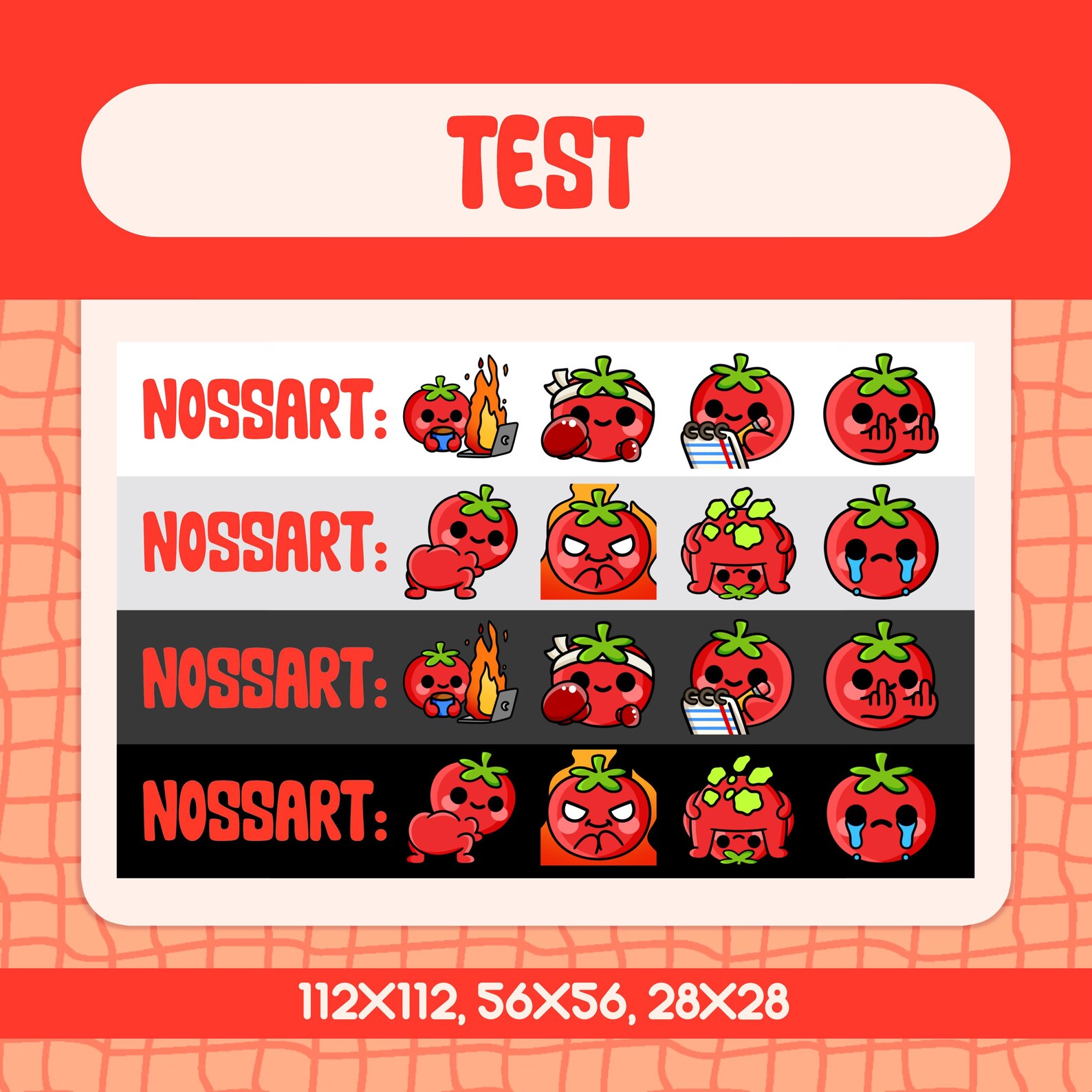 Kawaii Tomato Emotes Pack, Twitch and Discord Streamer Set (digital ...