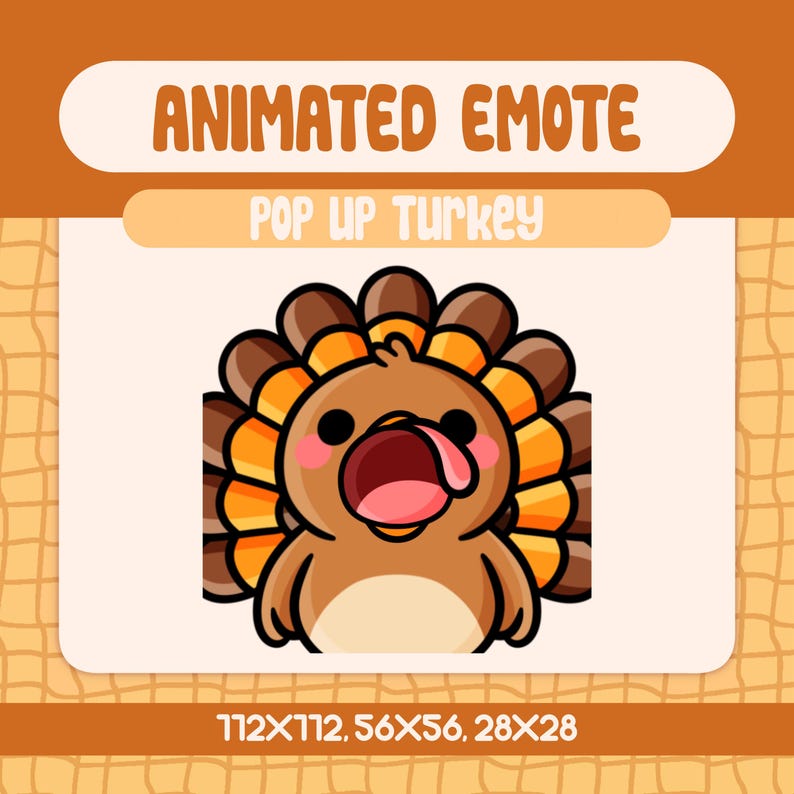 Kawaii Turkey Animated Emote for Twitch, Funny Thanksgiving Reaction ...