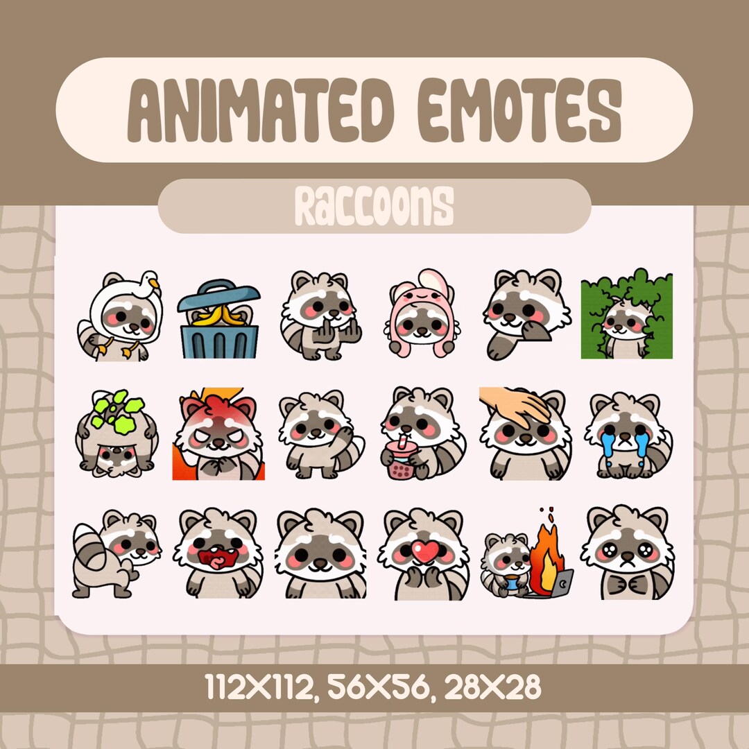 18 Cute Raccoon Animated Emotes for Twitch and Discord, Funny and ...