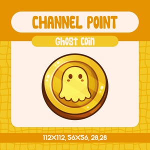 Cute Kawaii Ghost Coin Channel Point, Adorable Gold Coin for Twitch ...