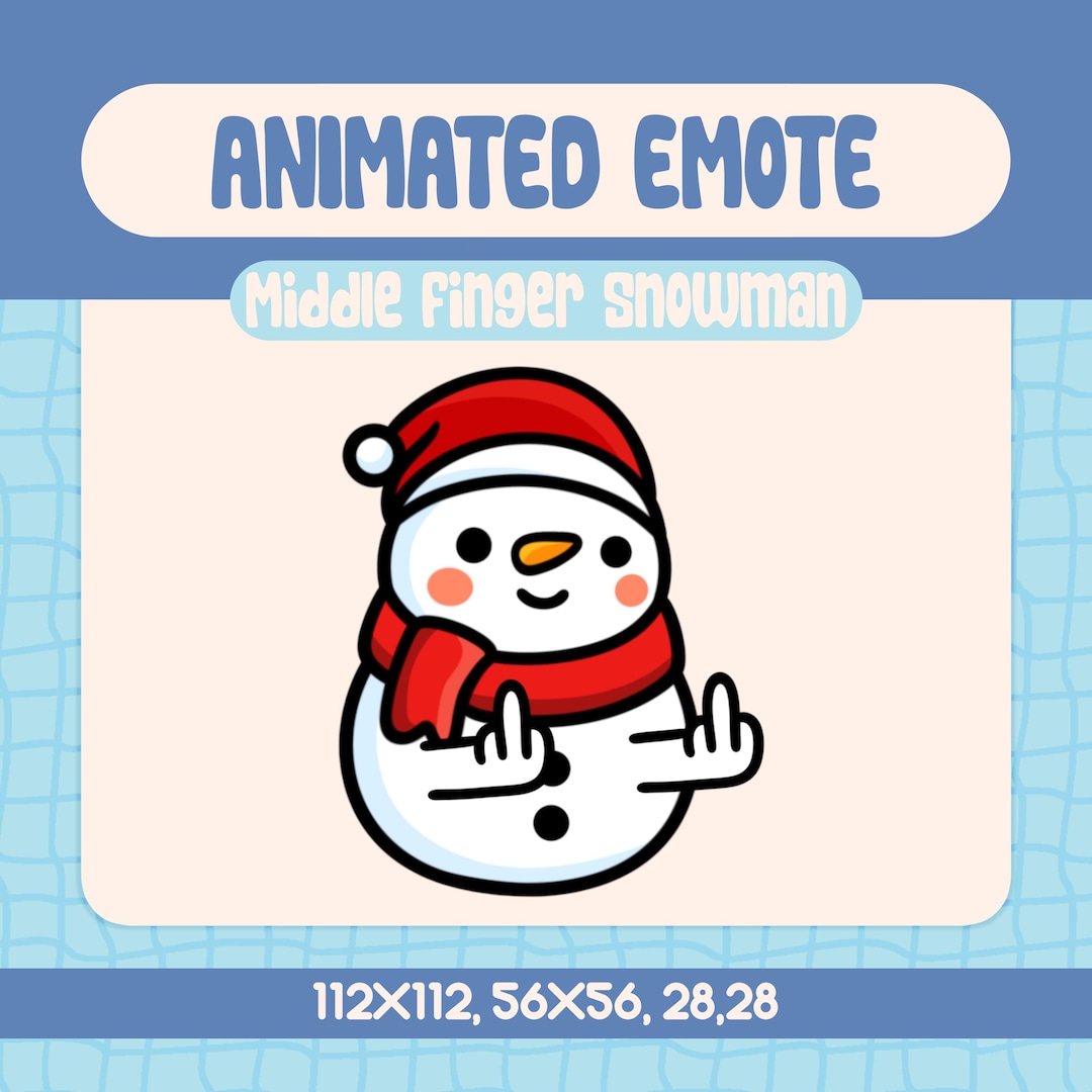 Kawaii Middle Finger Snowman Animated Emote for Twitch, Funny Xmas ...