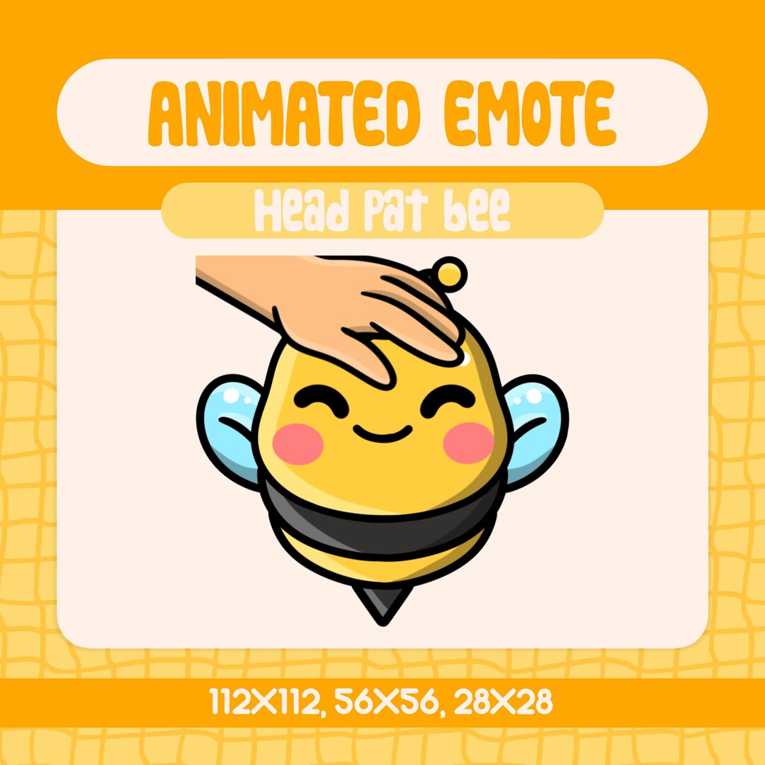 Kawaii Head Pat Bee Animated Emote for Twitch and Discord, Adorable Bee ...