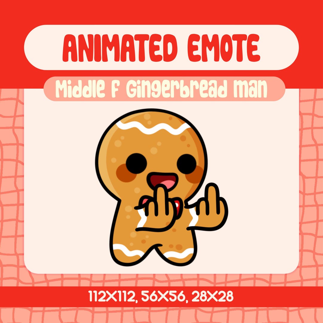 Kawaii Middle Finger Gingerbread Man Animated Emote (digital Download ...