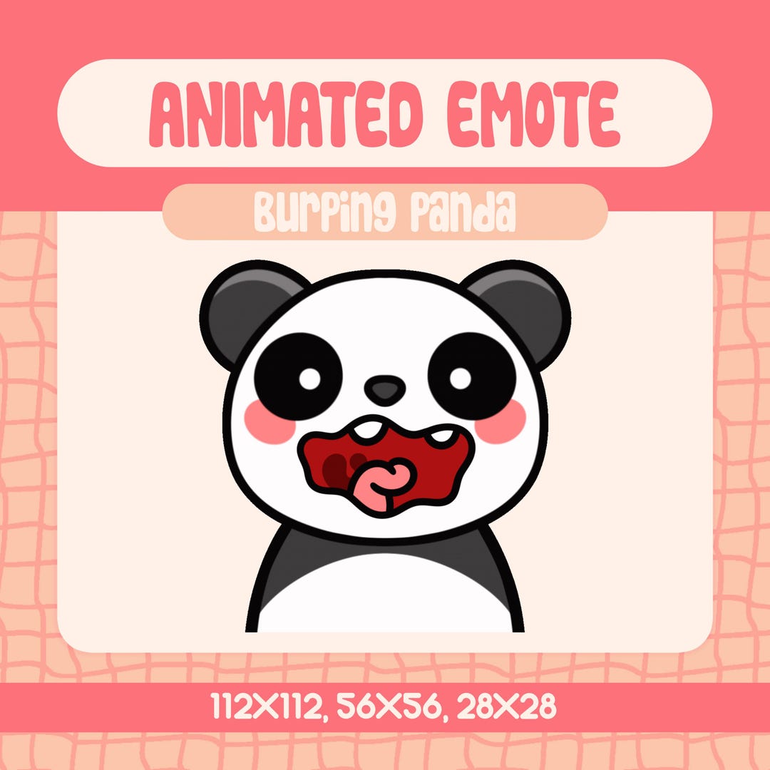 Kawaii Burping Panda Animated Emote for Twitch and Discord, Funny Gross Reaction Emote for Silly ...