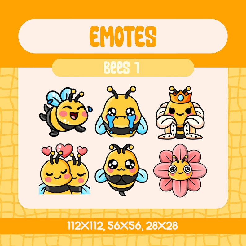 Kawaii Bee Emote Pack for Twitch and Discord, 6 Adorable Bee Emotes for ...