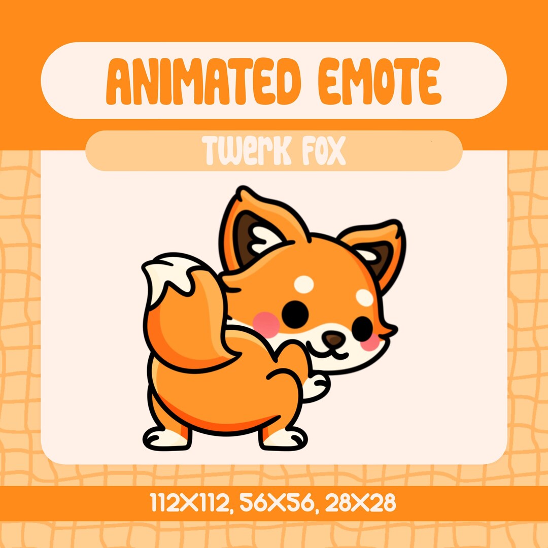 Kawaii Twerk Orange Fox Animated Emote for Twitch and Discord, Cute ...