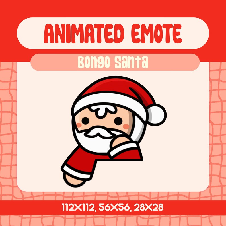 Kawaii Bongo Santa Animated Emote, Xmas Stream Emote (digital Download ...