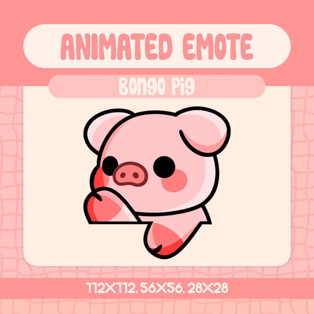 Cute Bongo Pig Animated Emote for Twitch and Discord, Kawaii Pink Pig ...