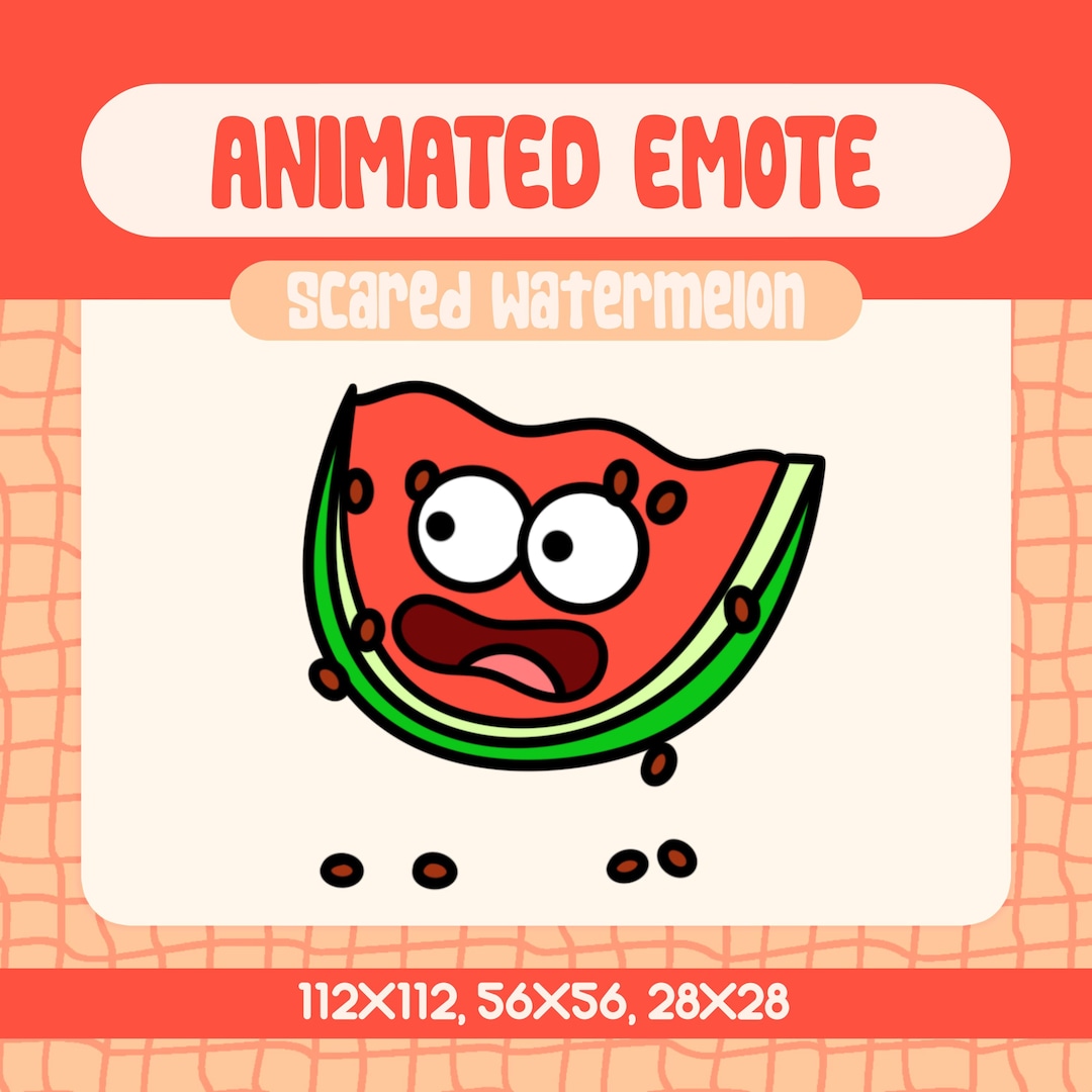 Scared Watermelon Animated Emote for Twitch and Discord, Funny Fruit ...