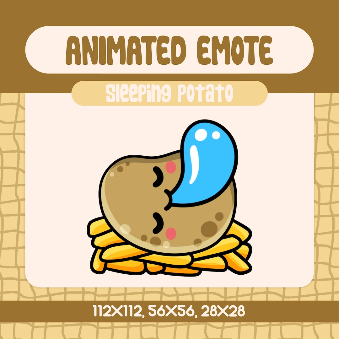 Kawaii Sleeping Potato Animated Emote for Twitch and Discord, Cozy and ...