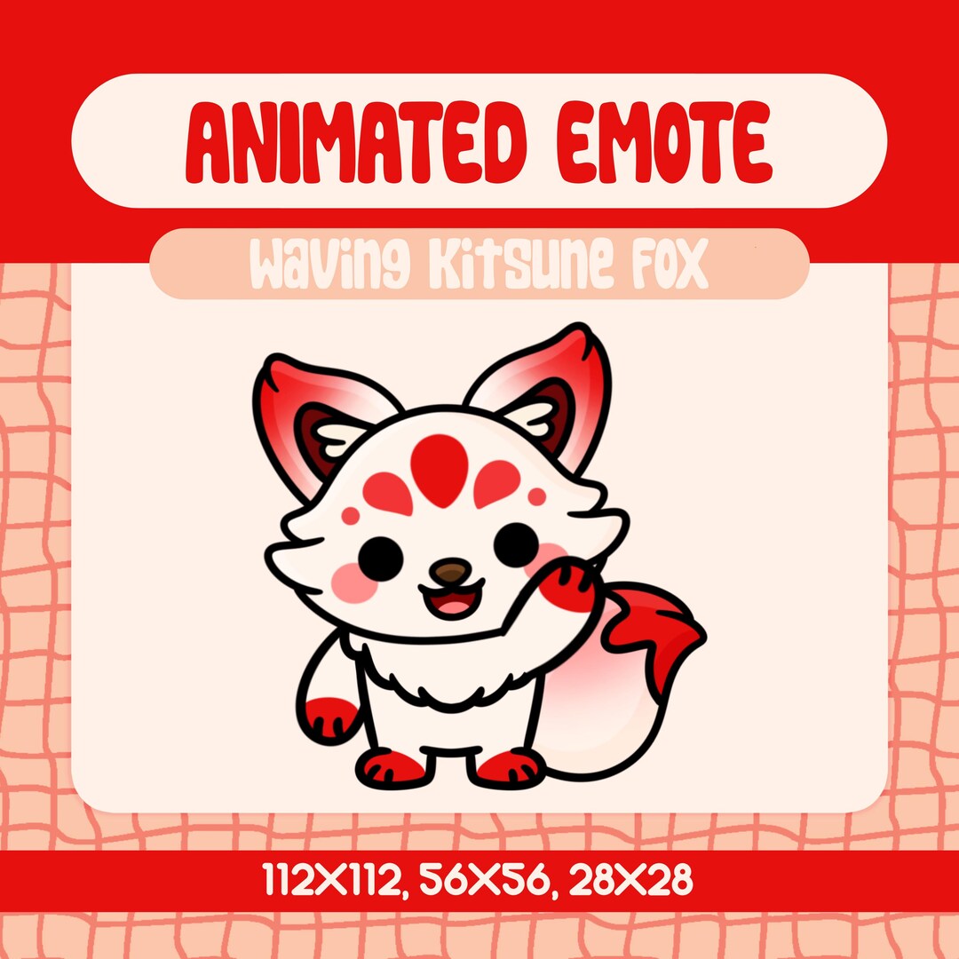Waving Kitsune Fox Animated Emote for Twitch (digital Download) - Etsy