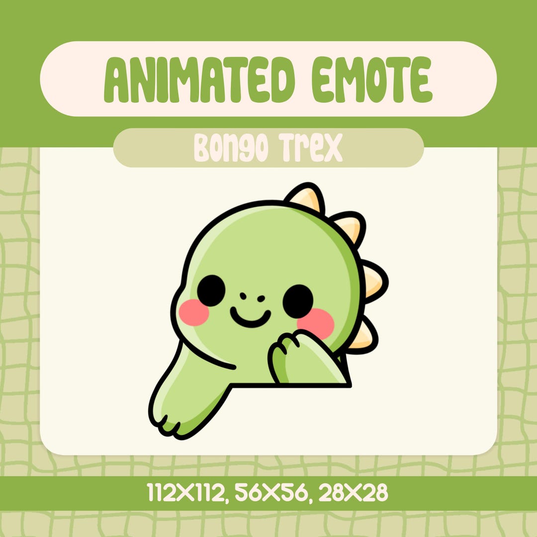 Kawaii Bongo T-rex Animated Emote for Twitch and Discord, Cute Dinosaur ...