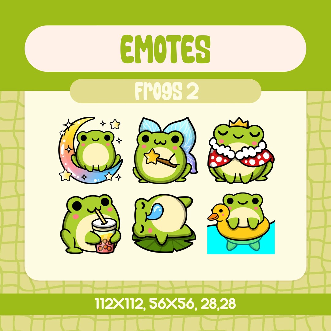 Kawaii Frog Emote Pack for Streamers, Cute Fairy Frog Twitch Emote Set ...