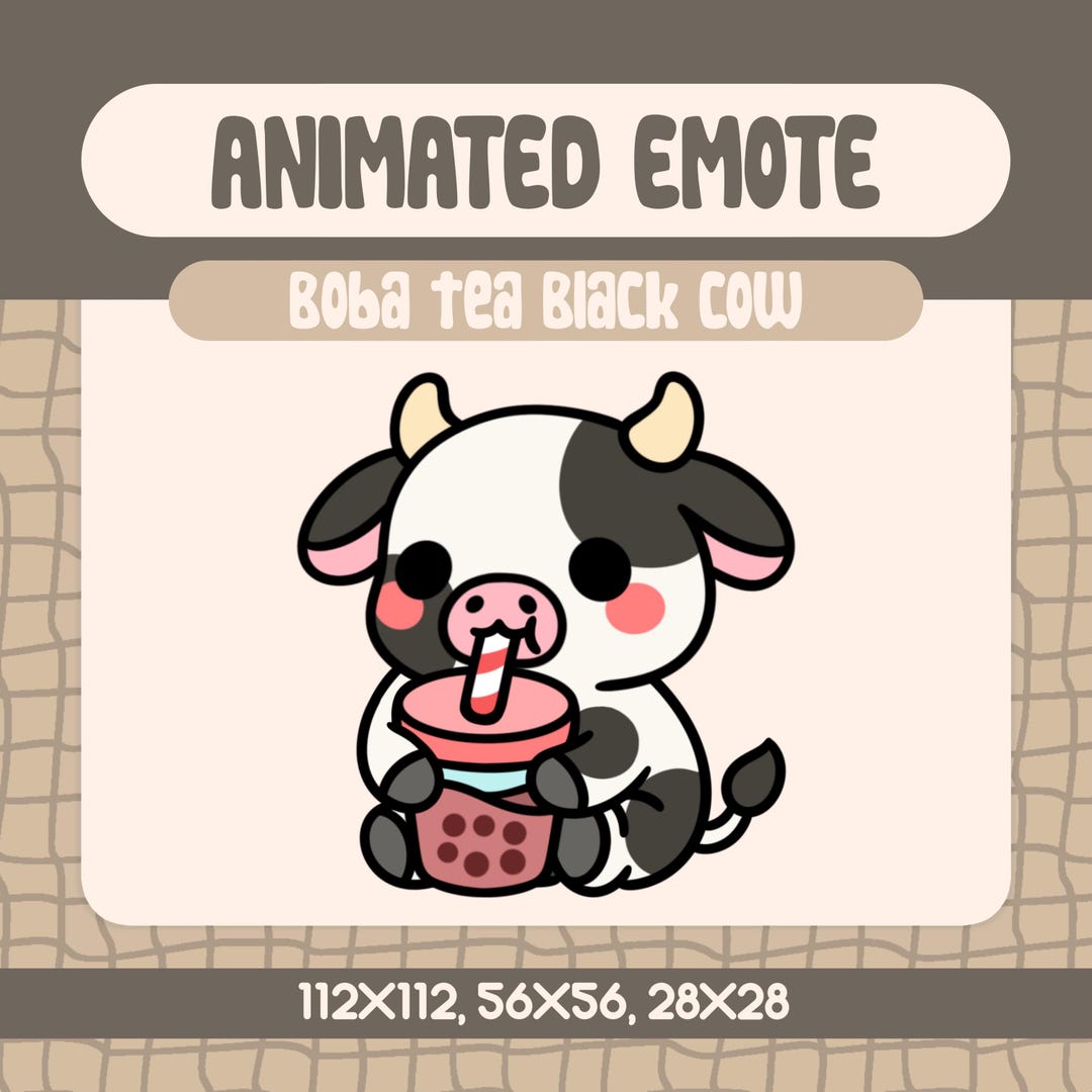 Cute Boba Tea Cow Animated Emote for Twitch, Discord (digital Download ...