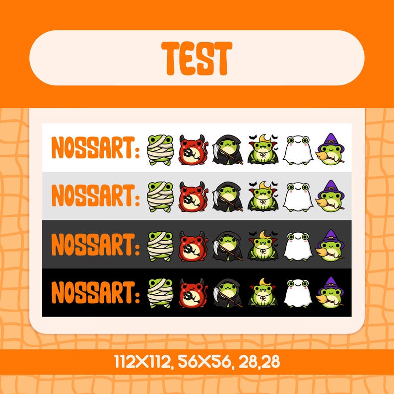 Kawaii Halloween Frog Emotes, Spooky Twitch Stream Designs (digital ...