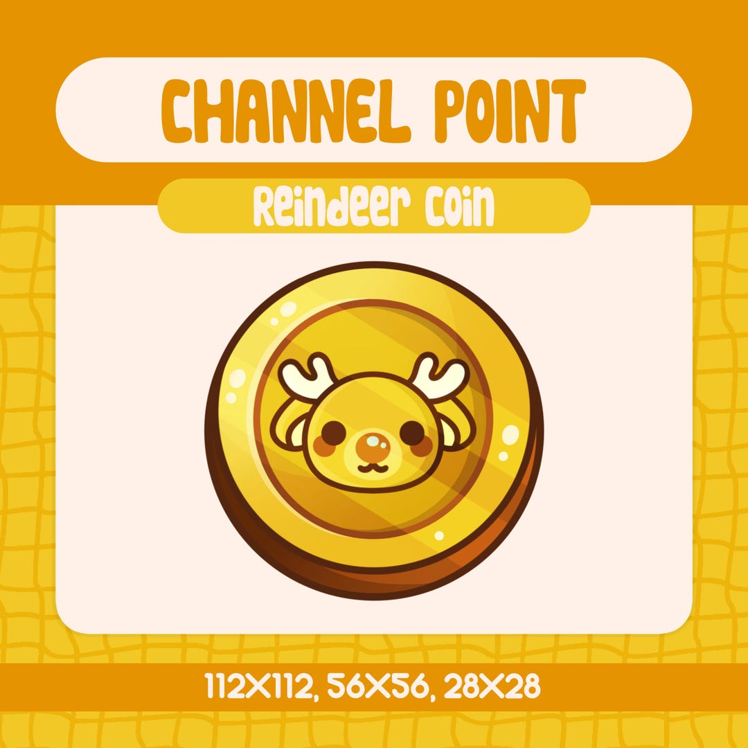 Kawaii Gold Reindeer Coin Channel Point Icon for Twitch, Cute Xmas ...