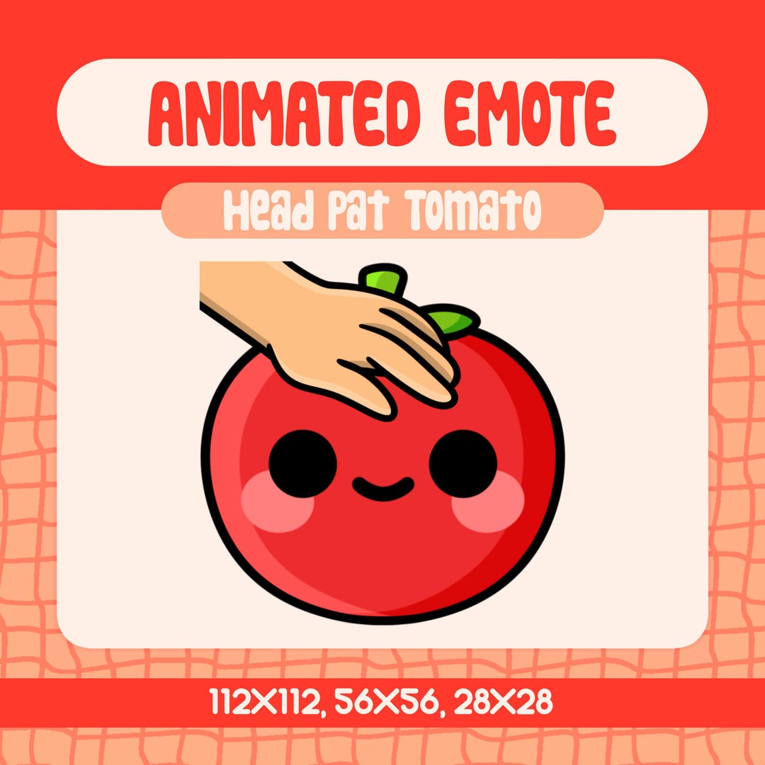 Kawaii Head Pat Tomato Animated Emote for Twitch Discord (digital ...