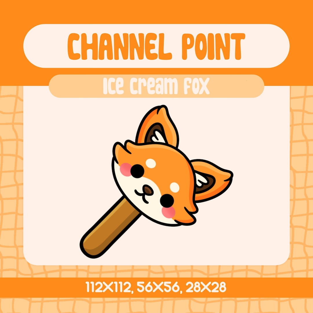 Kawaii Fox Ice Cream Channel Point Emote for Twitch, Cute Orange ...