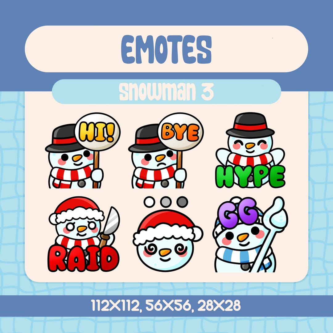 Kawaii Winter Snowman Emotes, Twitch and Discord Bundle (digital ...