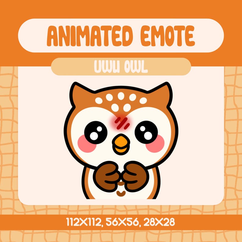 Kawaii Brown Owl Uwu Animated Emote for Twitch and Discord (digital ...