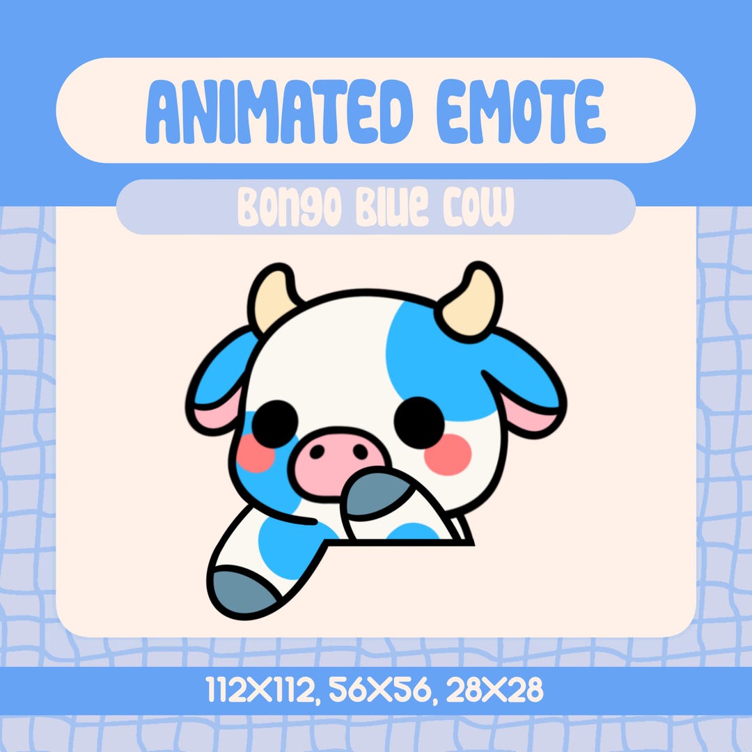 Funny Bongo Blue Cow Animated Emote for Twitch and Discord, Meme Cow ...