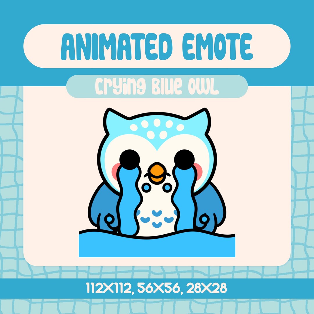 Crying Blue Owl Animated Emote for Twitch and Discord, Cute Owl With ...