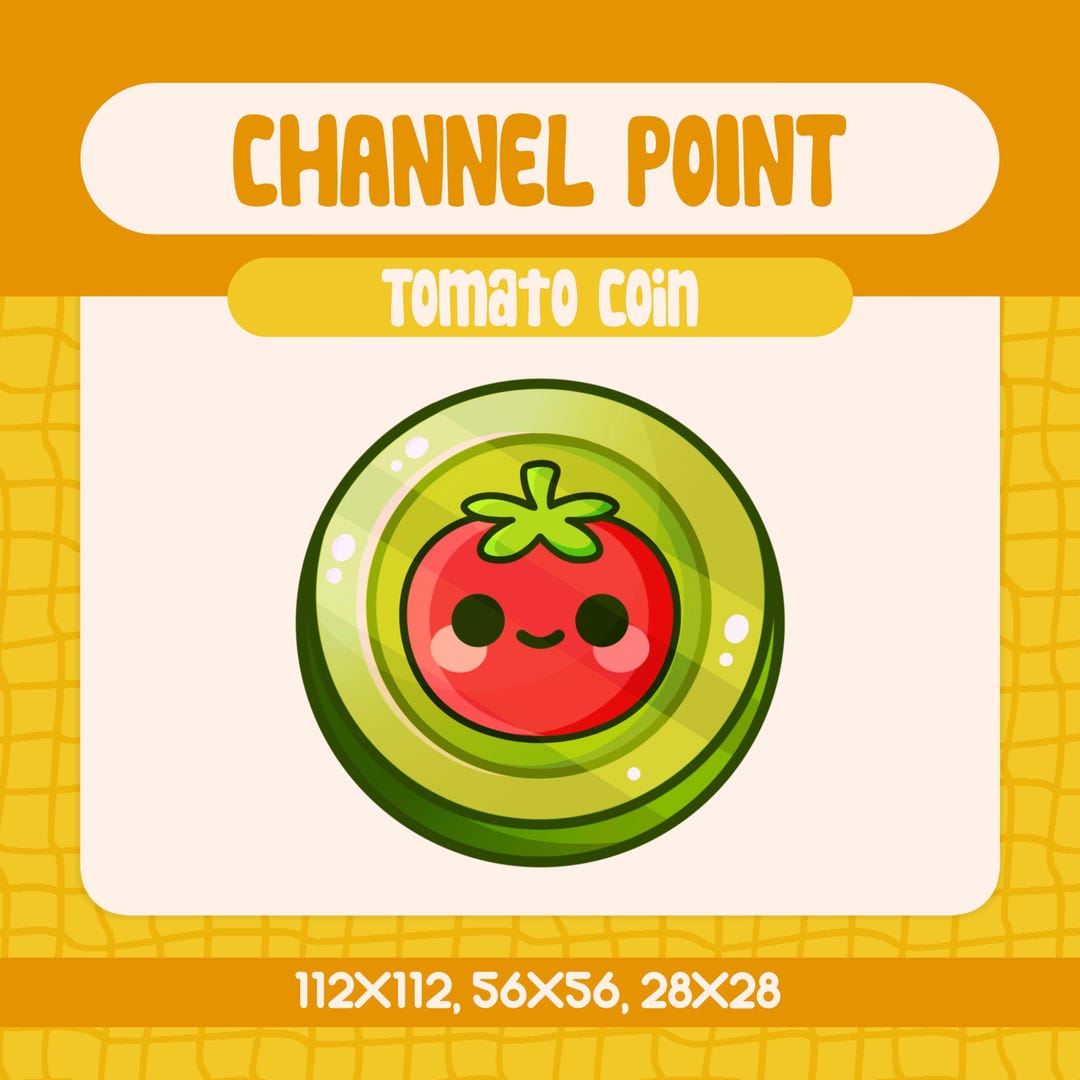 Kawaii Tomato Coin Channel Point for Twitch Streamers, Cute Red Green ...